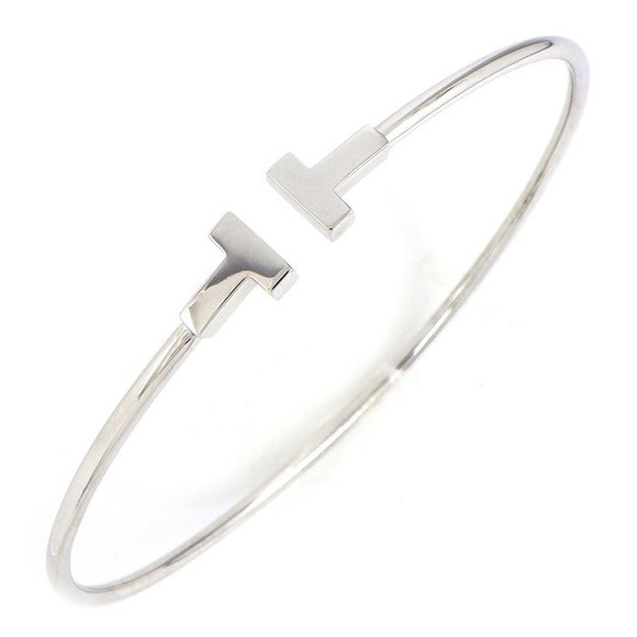 Tiffany & Co. | Jewelry | Tiffany T Narrow Wire Large Bangle White Gold ...